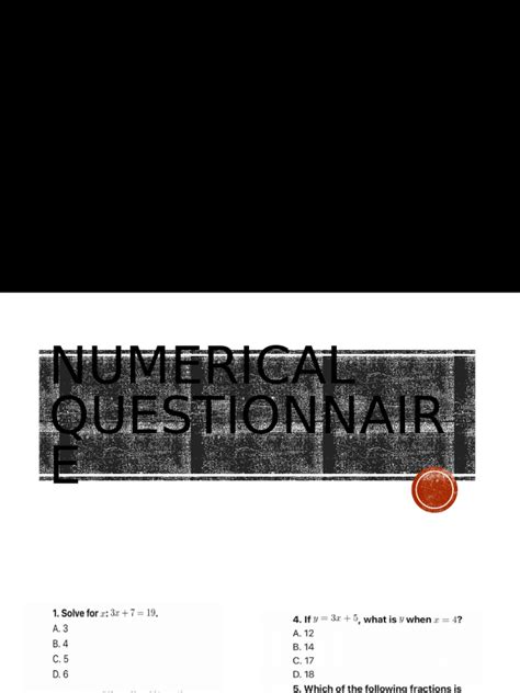 Numerical Questionnaire Pdf