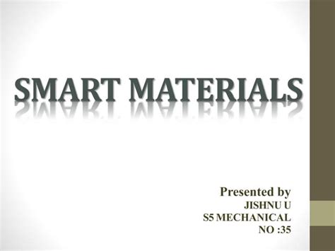 Introduction To Smart Materials Pptx Geology Science