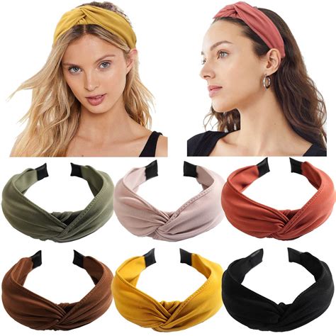 Cellelection 6pcs Top Knot Headband For Women Wide Knotted