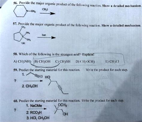 Solved 56 Provide The Major Organic Product Of The Following Reaction Show Detailed