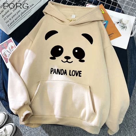 Hoodies Sportieve Leuke Liefde Panda Print Warme Nieuwe Sweater Vrouw