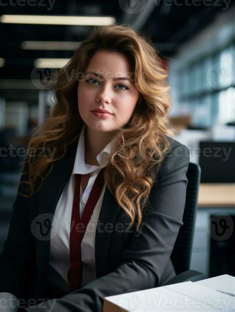 A Woman In A Business Suit Sitting At A Desk Generative Ai 32093242