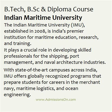 Indian Maritime University Admissions 2025 Via Imu Cet