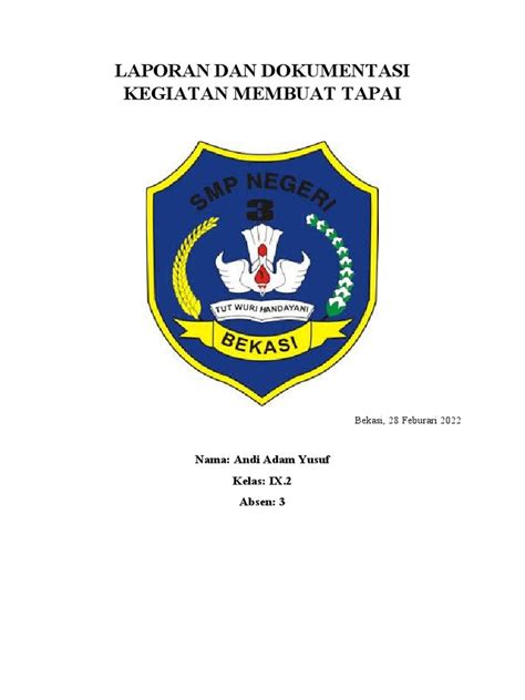 Laporan Dan Dokumentasi Kegiatan Membuat Tapai Pdf