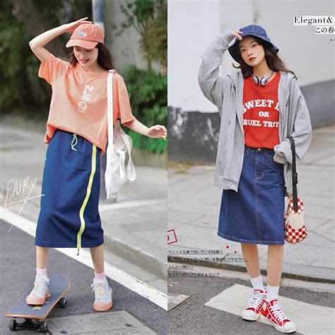 Wear A T Shirt Skirt Like This In Summer Gentle Refreshing Elegant