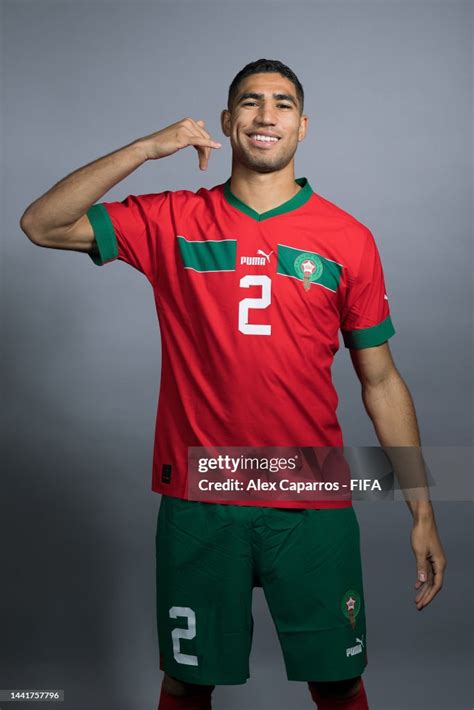 Achraf Hakimi Of Morocco Poses During The Official Fifa World Cup