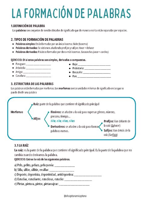 La Formación De Palabras La FormaciÓn De Palabras Palabras Simples