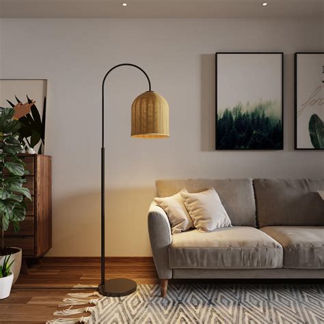 Ezeelum Rattan Floor Lamp 65in Boho Wicker Floor Lamp With Natural