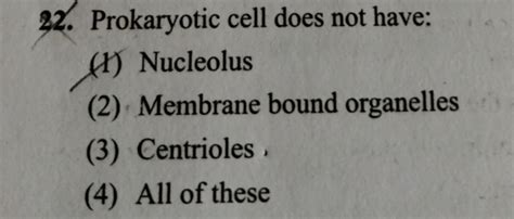 Prokaryotic Cell Does Not Have Nucleolus Membrane Bound Organelles Cent