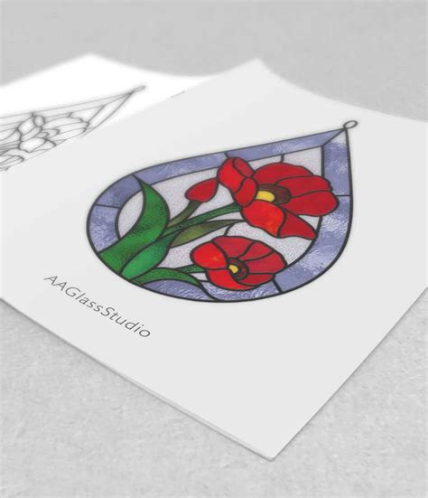Simple Flower Stained Glass Patterns In In Teardrop Aaglassstudio