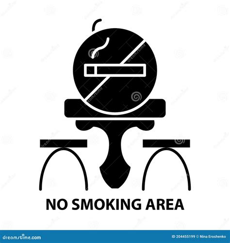No Smoking Area Icon Black Vector Sign With Editable Strokes Concept