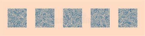 Hand Drawn Ethnic Bohemian Aesthetic Beige Blue Seamless Pattern Vector