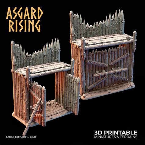 3d Printable Fortified Village Large Palisades Modular Terrain