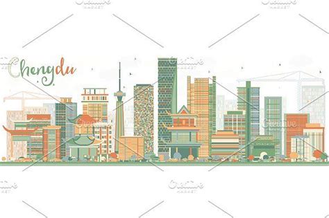 Abstract Chengdu Skyline By Igor Sorokin On Creativemarket Chengdu City Skyline
