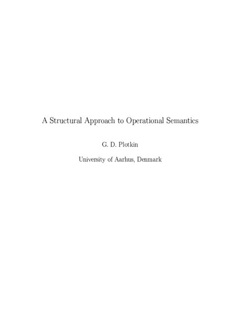 Plotkins A Structural Approach To Operational Semantics Pdfdrive Pdf