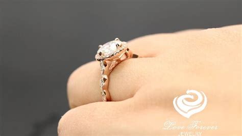 14k Rose Gold Diamond Ring Engagement Ring Forever One Certified 75mm