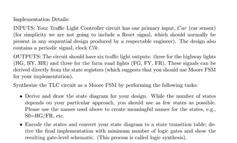 3 Design And Implement A Traffic Light Controller