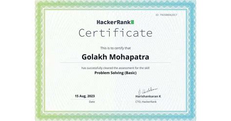 Hackerrankcertified Codingjourney Problemsolver Golakh Mohapatra