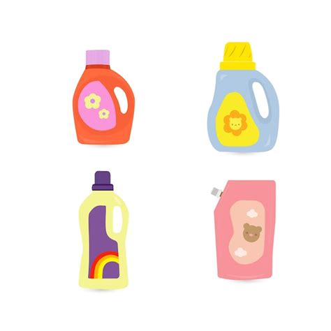 Premium Vector Vector Laundry Detergents Bottles And Sachet Cute Style