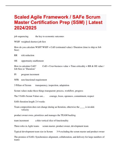 Scaled Agile Framework SAFe Scrum Master Certification Prep SSM Latest Scaled