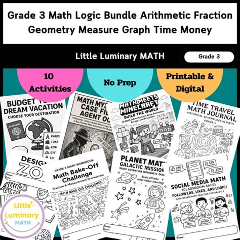 Grade 3 Math Logic Bundle Arithmetic Fraction Geometry Measure Graph