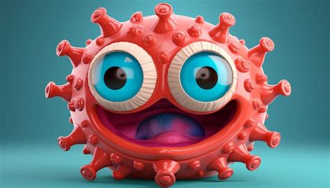 Premium Photo Fun 3d Illustration Of A Cartoon Microbe With A Mask 7