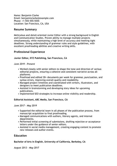 Editor Resume Examples And Templates 2025 Resume Buildr