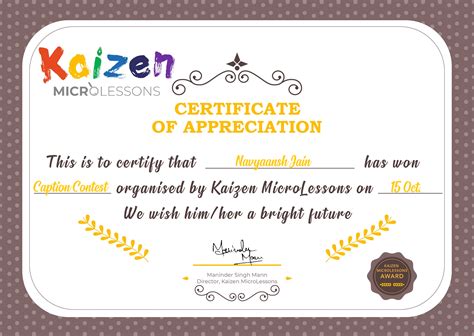 Certificates Kaizen Microlessons