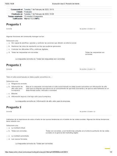 Evaluación Clase 2 Revisión Del Intento Descargar Gratis Pdf