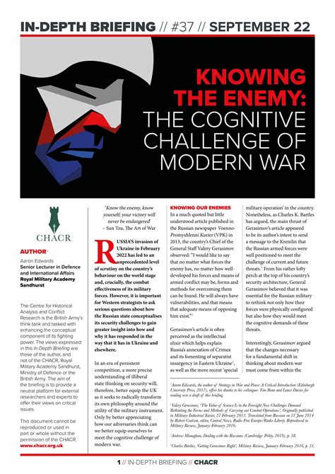 In Depth Briefing Knowing The Enemy By Chacrcamberley Issuu