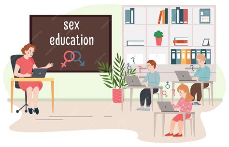 Premium Vector Sex Education Flat Background With Female Teacher At Board Giving Lesson To