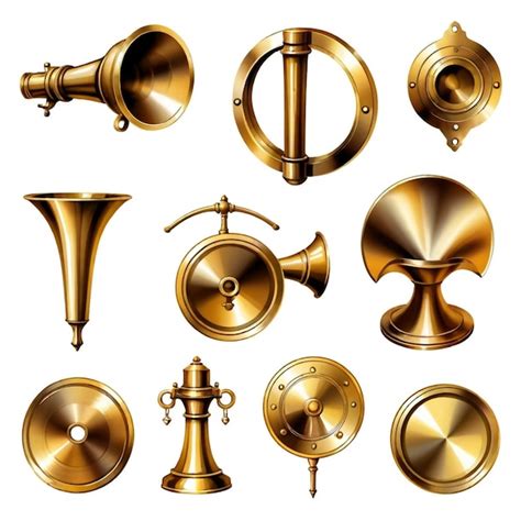 A Collection Of Brass And Brass Items Including A Brass Bell Premium Ai Generated Vector