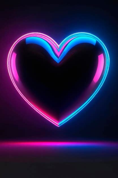 Premium Ai Image Heart Shape Neon Light On Dark Background