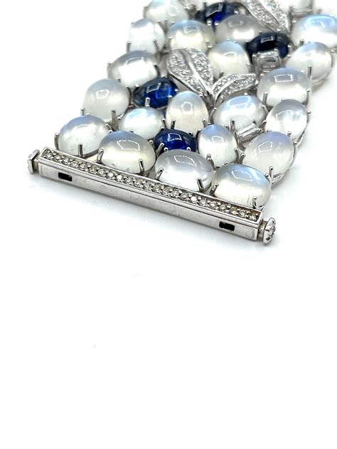 Sophia D Cabochon Moonstone Sapphire And Diamond 18k Gold Bracelet