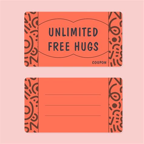 Premium Vector Orange Coupon For Unlimited Free Hugs Bipartite With