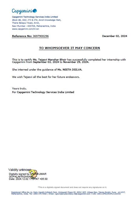 Tejasvi Bhoir On Linkedin Internship Capgemini Javadeveloper