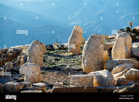 Heads Of The Statues On Nemrut Dag On The Sunset Travel Concept Photo Adiyaman Nemrut