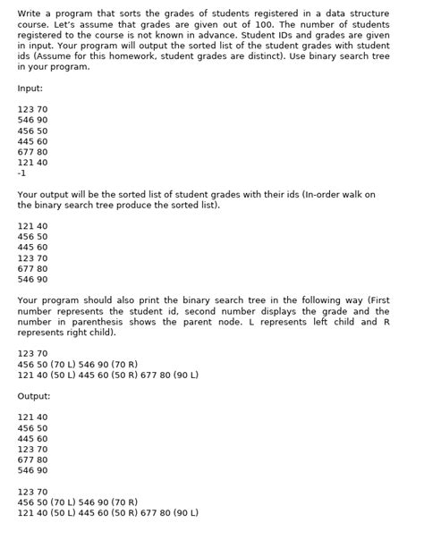 Solved Write A Program That Sorts The Grades Of Babes Chegg Com