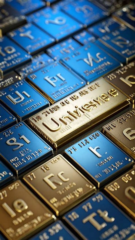 Periodic Table Tile Array In Gold And Blue Symbolic Of Science