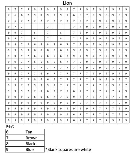 Lion Pixel Art Color By Number Coloring Page Free Printable Coloring