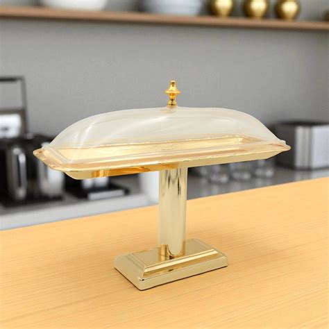 Damoo Luxury Gold Plated Buffet Stand With Clear Dome Cover Elegant