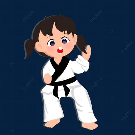 Karate Girl Black Belt Cartoon