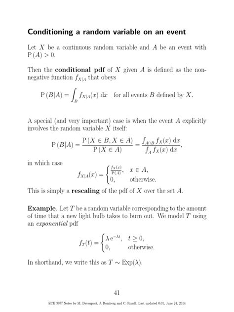 conditioning a random variable on an event pdf expected value