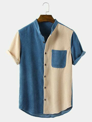 Nice Looking Mens Two Colour Short Sleeve Shirt Design Clothes