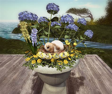 Second Life Marketplace Cj Easter Planter Bunny Hydrangea