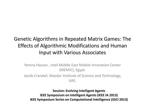 Genetic Algorithms In Repeated Matrix Games The Effects Of Algorithmic