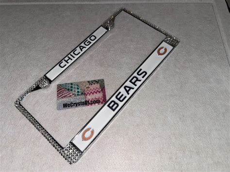 Chicago Bears License Crystal Sport Silver Frame Sparkle Auto Bling