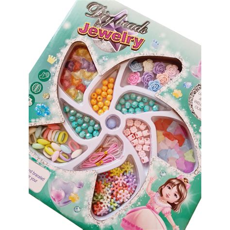 Set De Facut Bijuterii Bratari Cu Margele Si Alte Accesorii Pentru Fete Multicolor 5 Ani