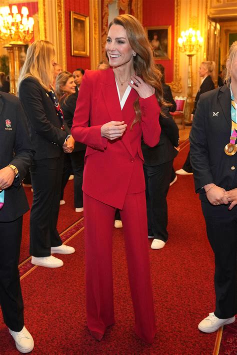 Kate Middleton Suits Up In Mcqueen For Womens Rugby Team Reception