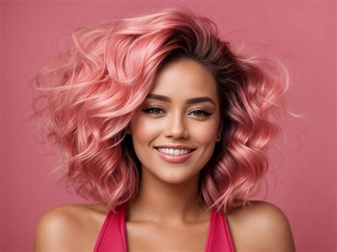 Premium Ai Image Happy Extraordinary Girl In Hair Product Model